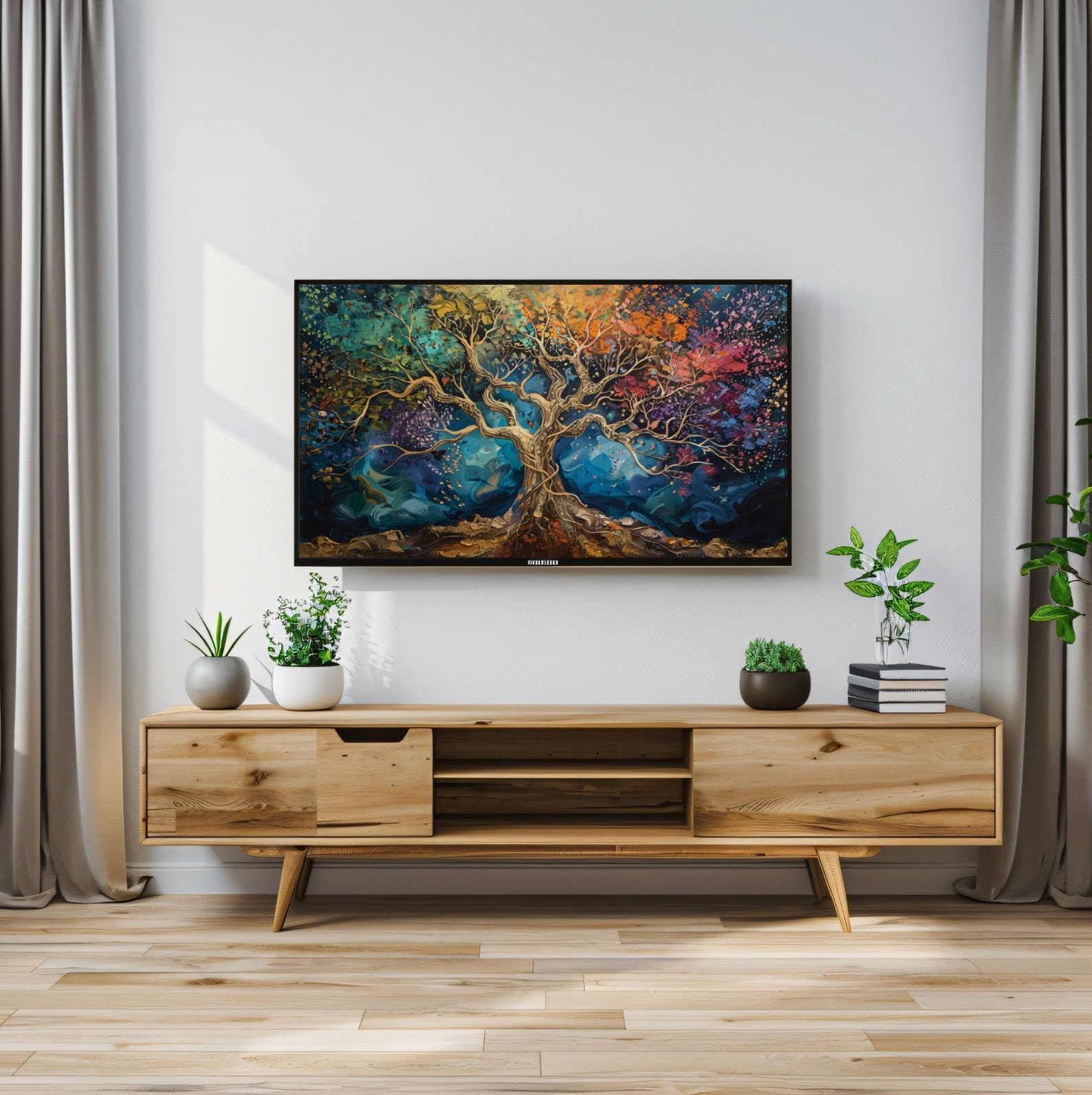 Colorful Tree TV Art, Samsung Tv Frame Art, 4k Frame Tv, Boho Frame Tv ...