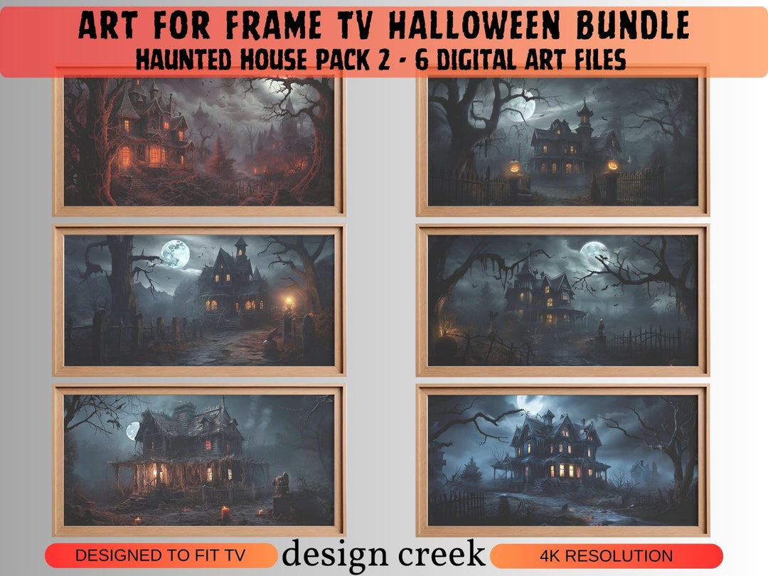 Haunted Halloween Houses TV Art Bundle, Halloween TV Kunst, Rahmen TV ...