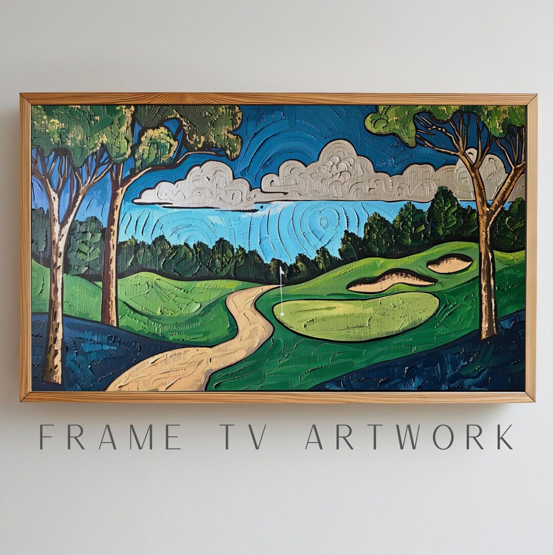 Textured Golf Painting TV Art, 4k Frame Tv Art, Golf Frame Tv Art ...