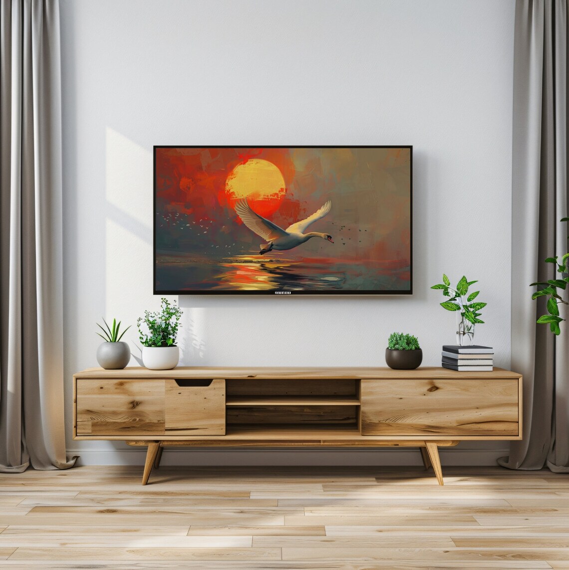 Goose Sunset Painting Frame TV Art, Samsung Frame Tv Art, 4k Frame Tv ...