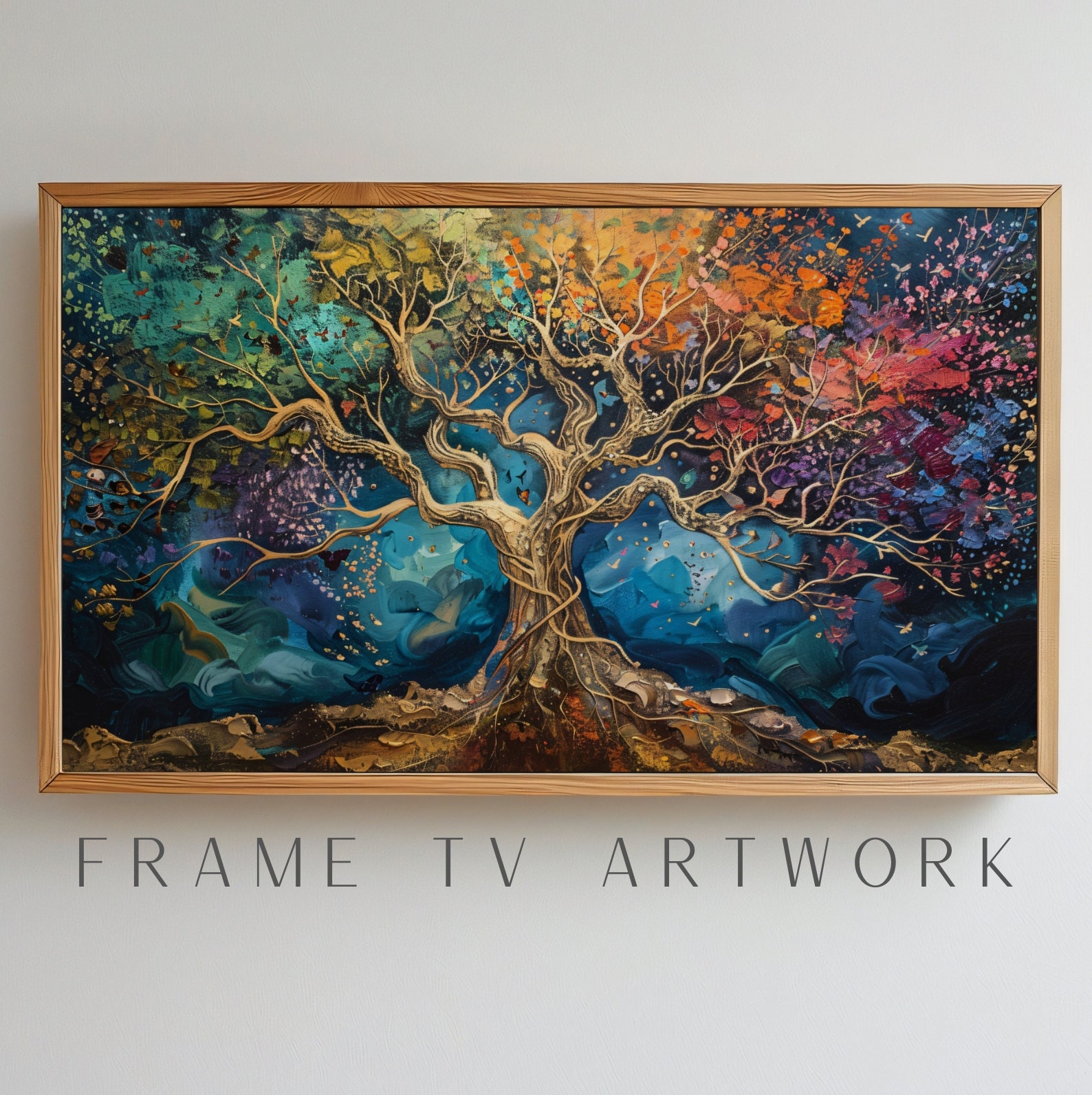 Colorful Tree TV Art, Samsung Tv Frame Art, 4k Frame Tv, Boho Frame Tv ...