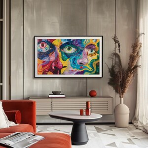 Painted Faces TV Art, Colorful Frame Tv Art, Frame Tv Art Paint, Frame ...