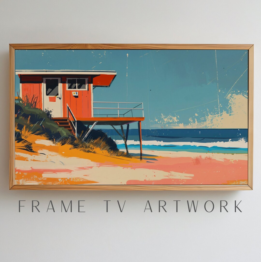 MCM Lifeguard Stand TV Art, Samsung Frame Tv Art, Frame Tv Summer, Tv ...
