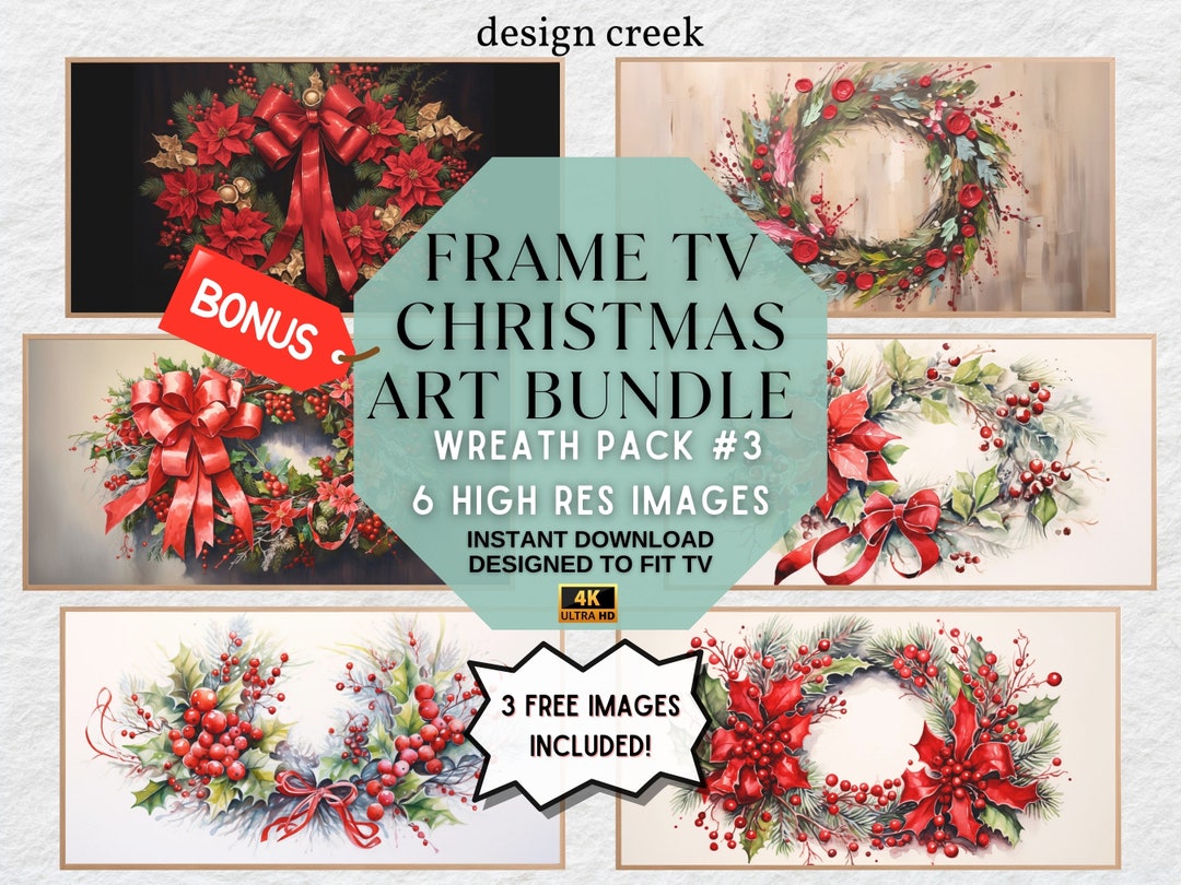 Christmas Wreath Frame TV Art 6 Pack #3, Samsung Frame Tv Art Christmas ...