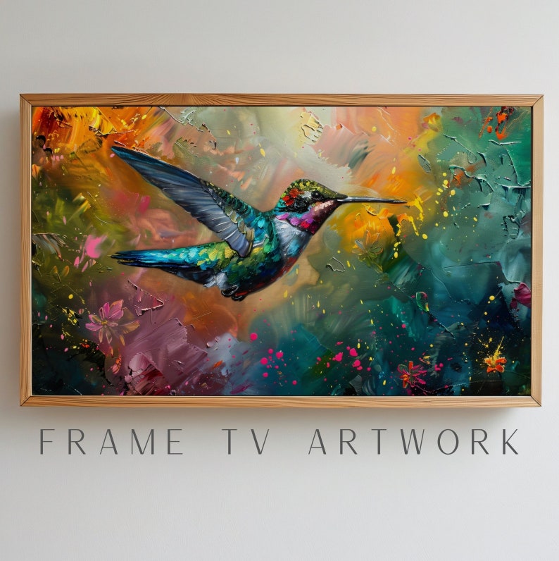 Impasto Hummingbird Frame TV Art, Samsung Frame Tv Art, 4k Frame Tv Art ...