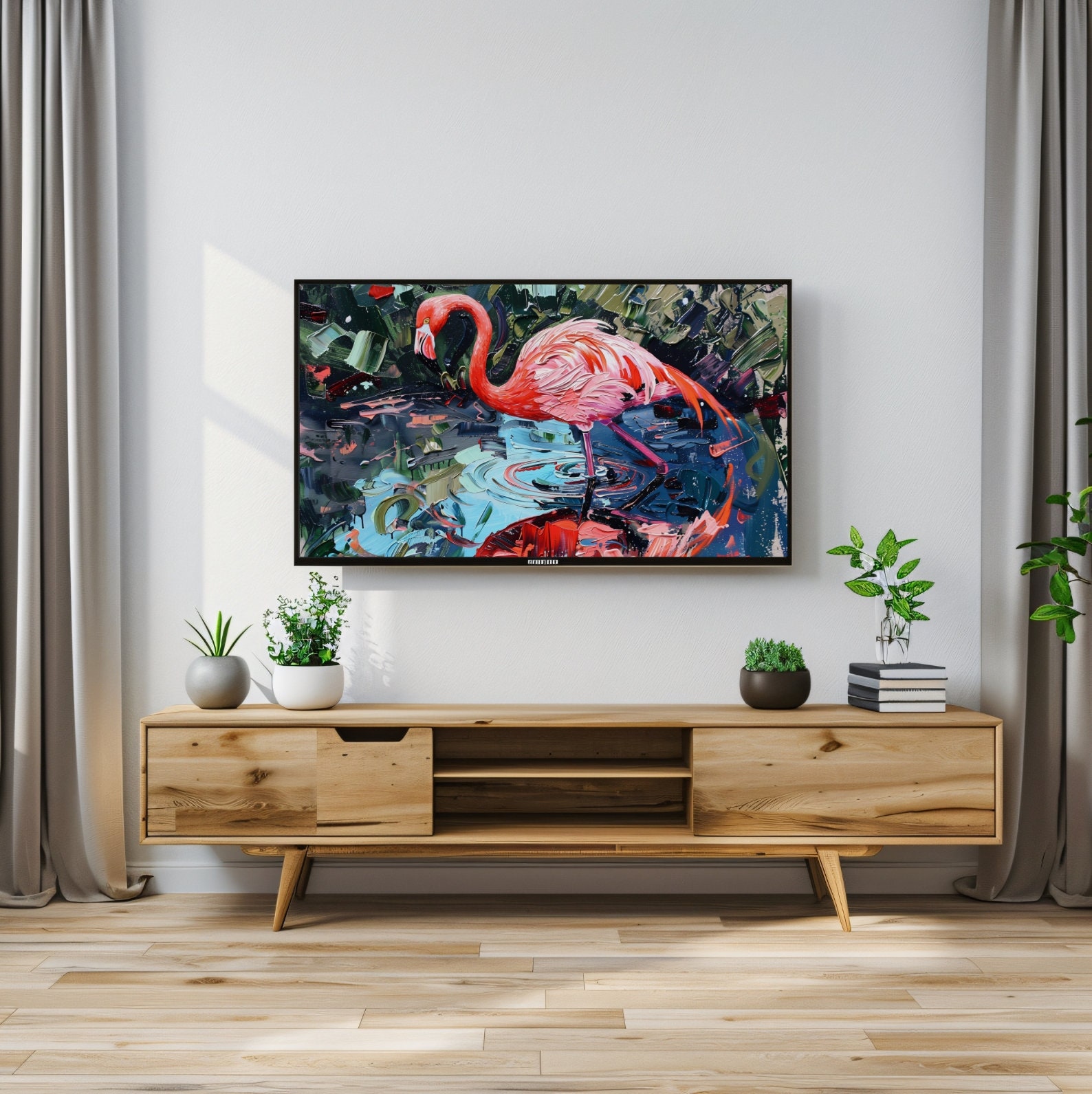 Pink Flamingo Art for Frame TV, Samsung Frame Tv Art, 4k Frame Tv Art ...