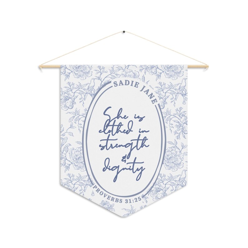 Personalized Bible Verse Pennant Banner for Girls & Women, Wall Hanging ...