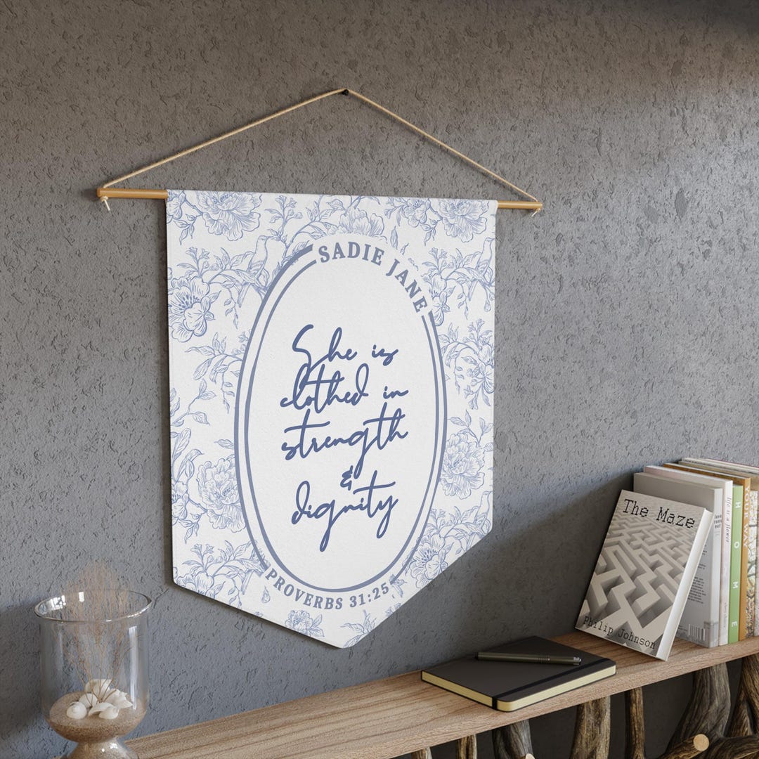 Personalized Bible Verse Pennant Banner for Girls & Women, Wall Hanging ...