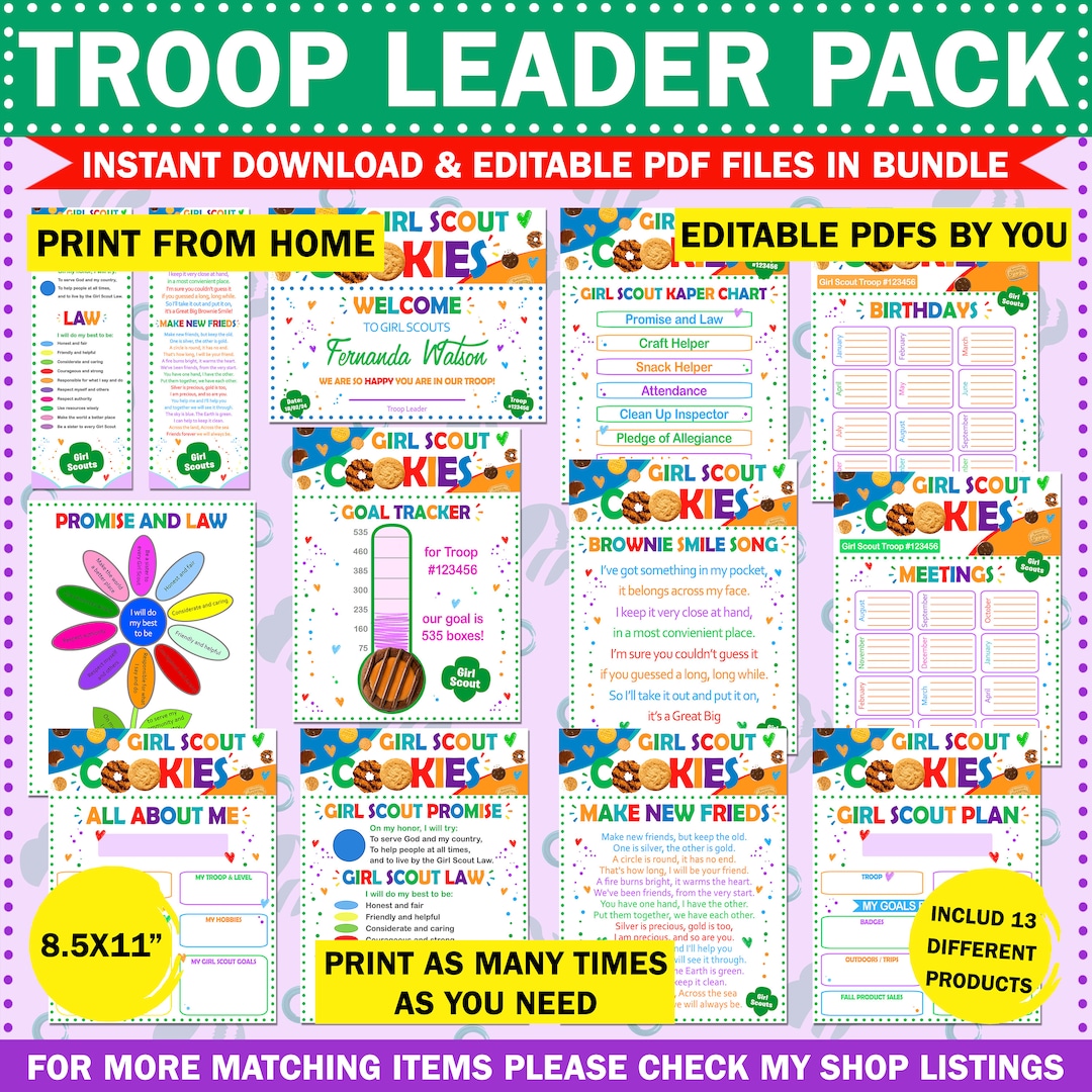Girl Scout Troop Leader Organizer Pack Certificate Petal Chart Kaper ...
