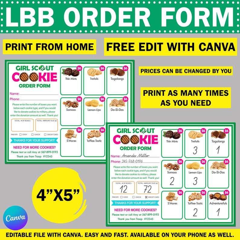 LBB Girl Scout Order Form Mini Order Form 2024 Cookie Menu Printable ...