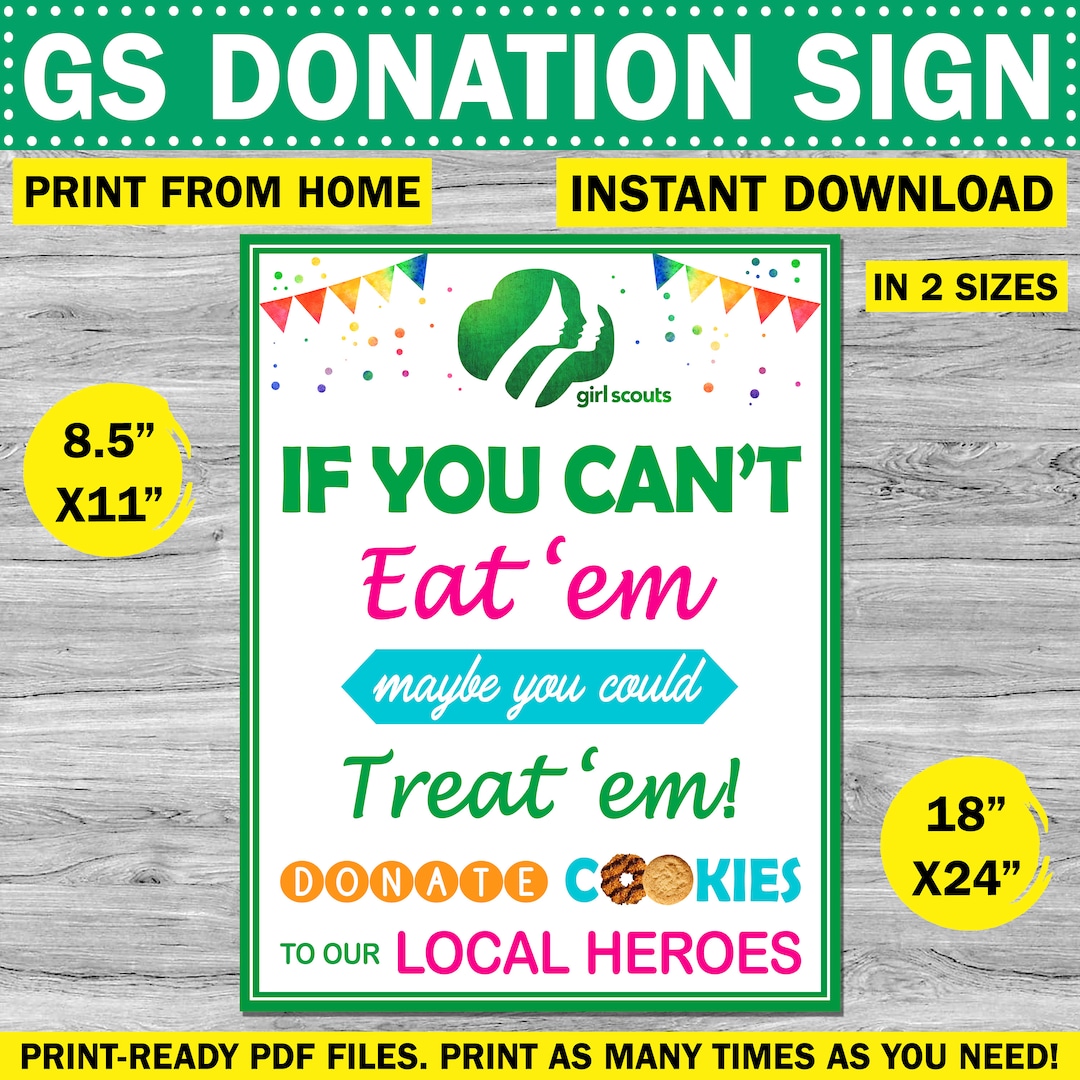 Girl Scout Donation Sign Donate Cookies to Our Local Heroes Troop ...