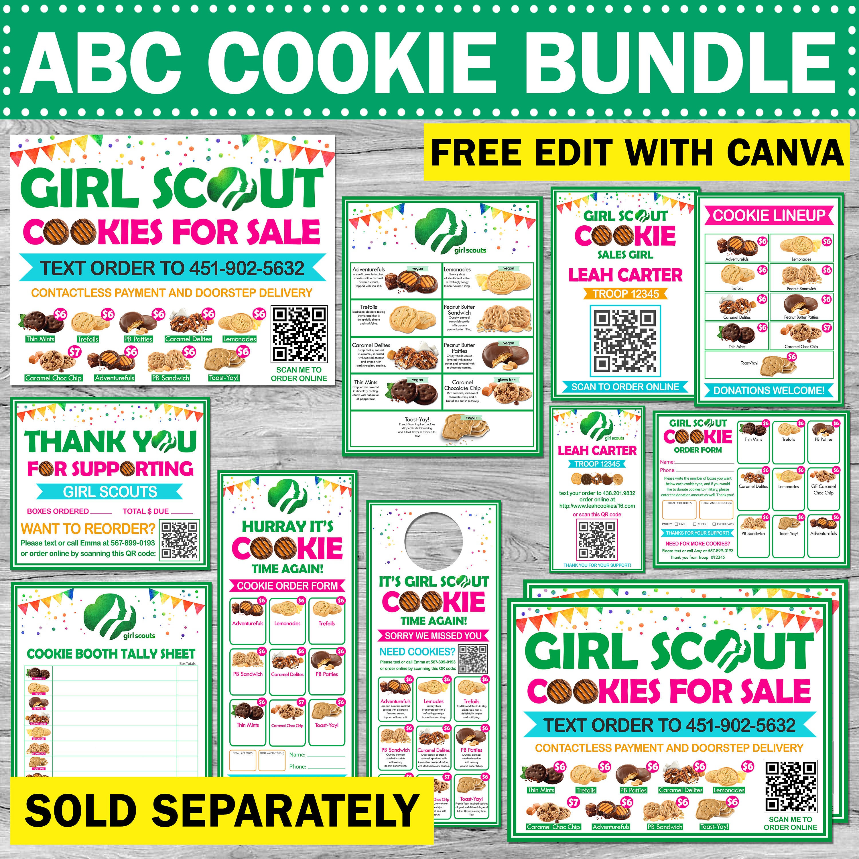 ABC Girl Scout Cookie Thank You Card Order Receipt 2024 Cookie Menu ...