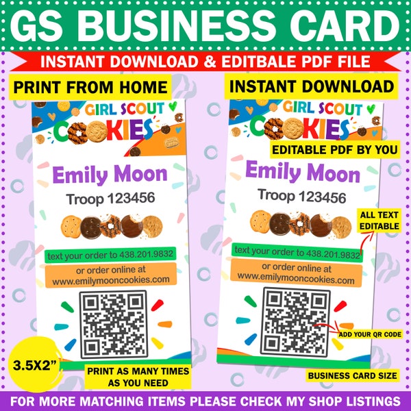 Girl Scout Business Card Cookie - Etsy