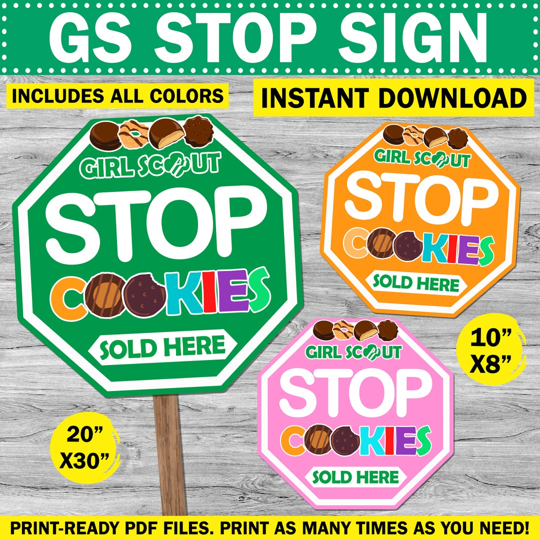 Girl Scout Cookie Stop Sign Instant Download Cookie Flyer Printable ...