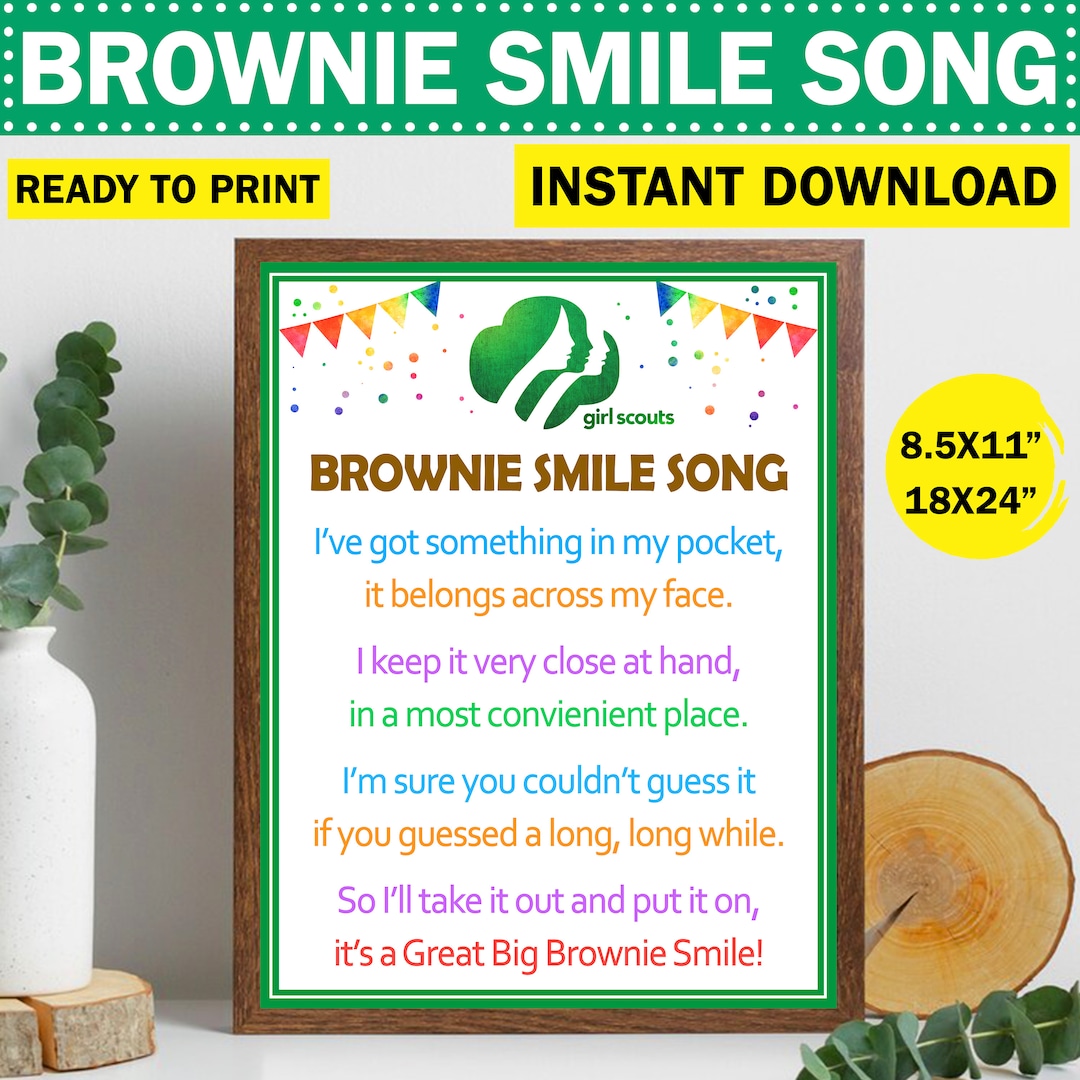 Girl Scout Brownie Smile Song Poster Word Lyric Sign Troop - Etsy