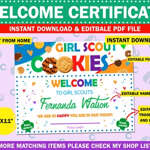 Girl Scout Welcome Certificate for All Levels Daisy - Etsy