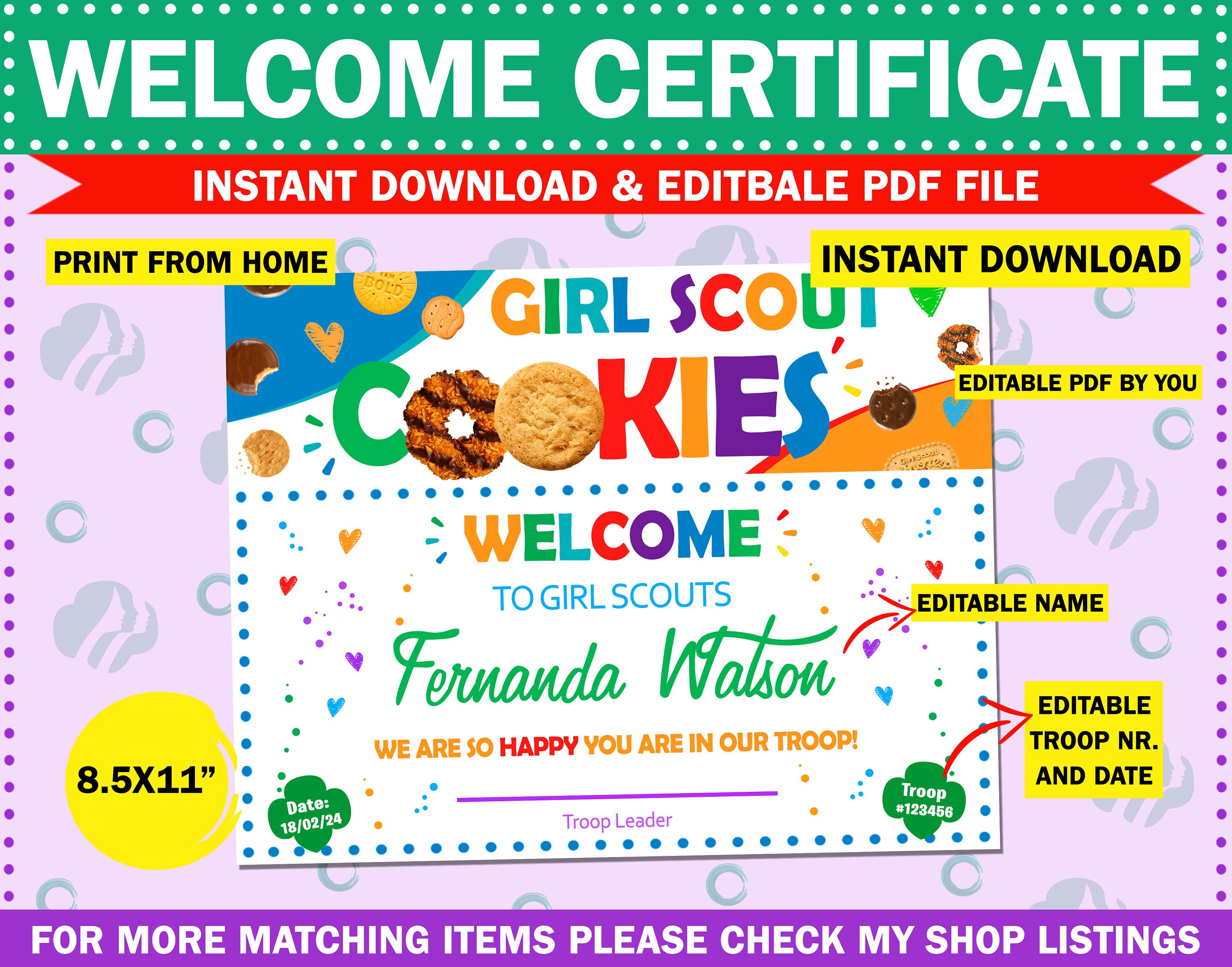 Girl Scout Welcome Certificate for All Levels Daisy - Etsy