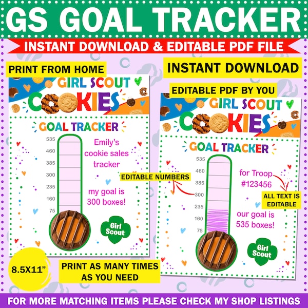 Girl Scout Cookie Goal Tracker - Etsy