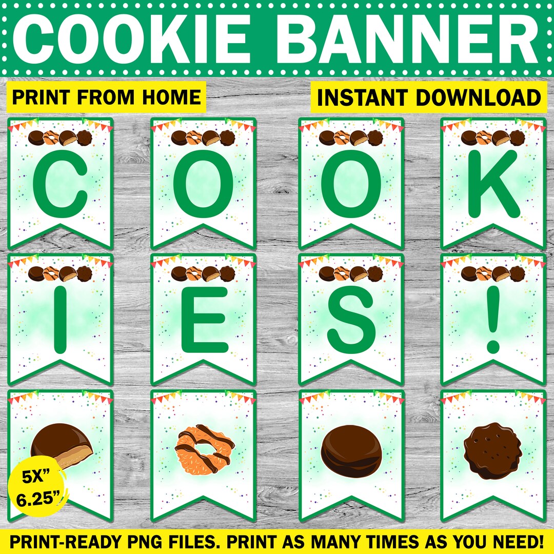 Girl Scout Cookie Banner Printable Signs Instant Download Booth ...