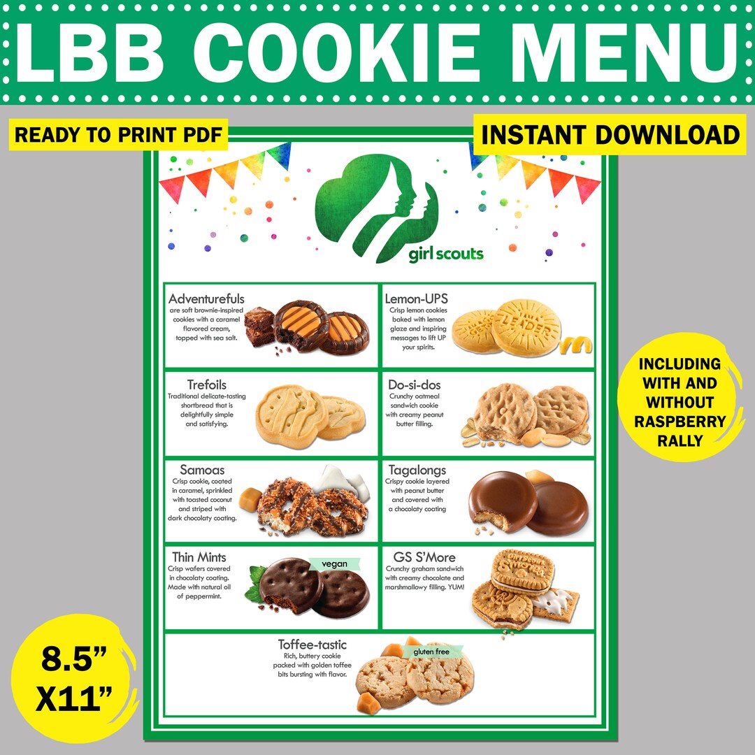 2024 LBB Girl Scout Cookie Menu Cookie Marketing Flyer Printable Cookie ...