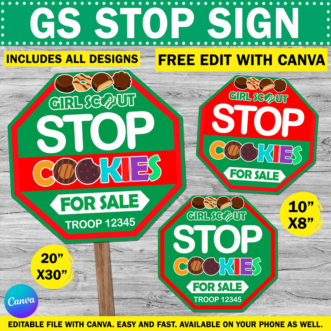 Girl Scout Cookie Stop Sign Instant Download Cookie Flyer Printable ...