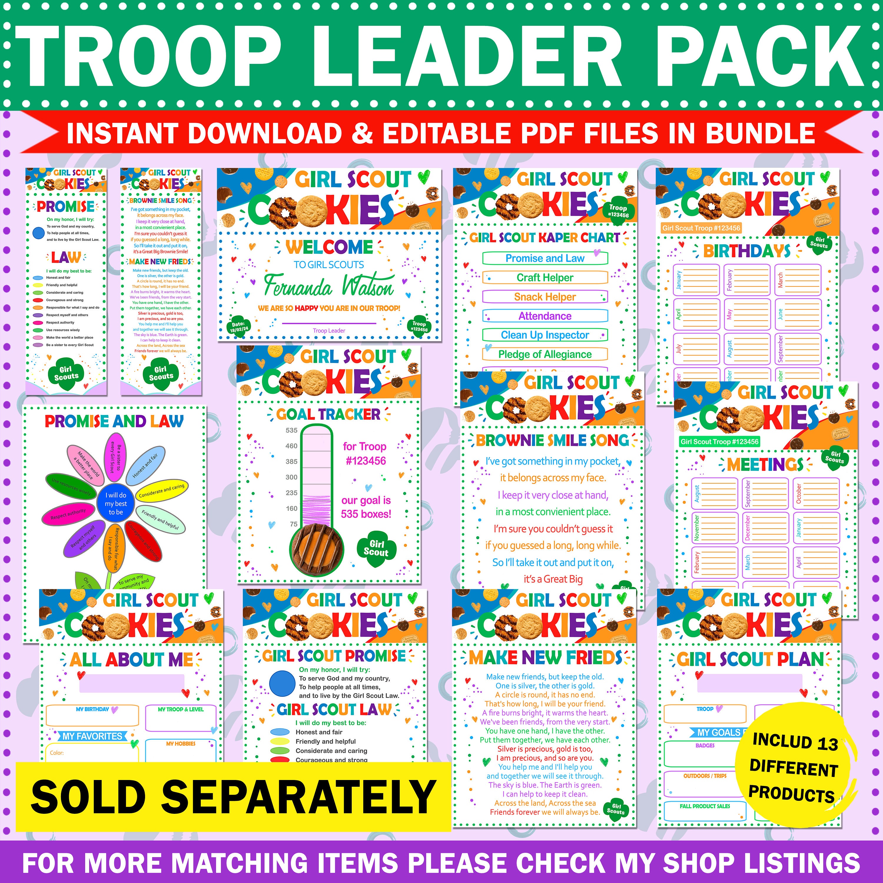Girl Scout Make New Friends Poster for Troop Song Lyric Sign Instant ...