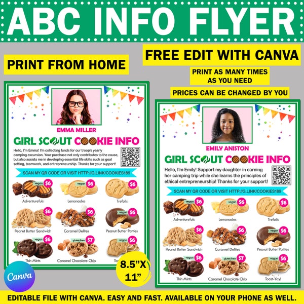 Girl Scout Cookie Menu Abc - Etsy