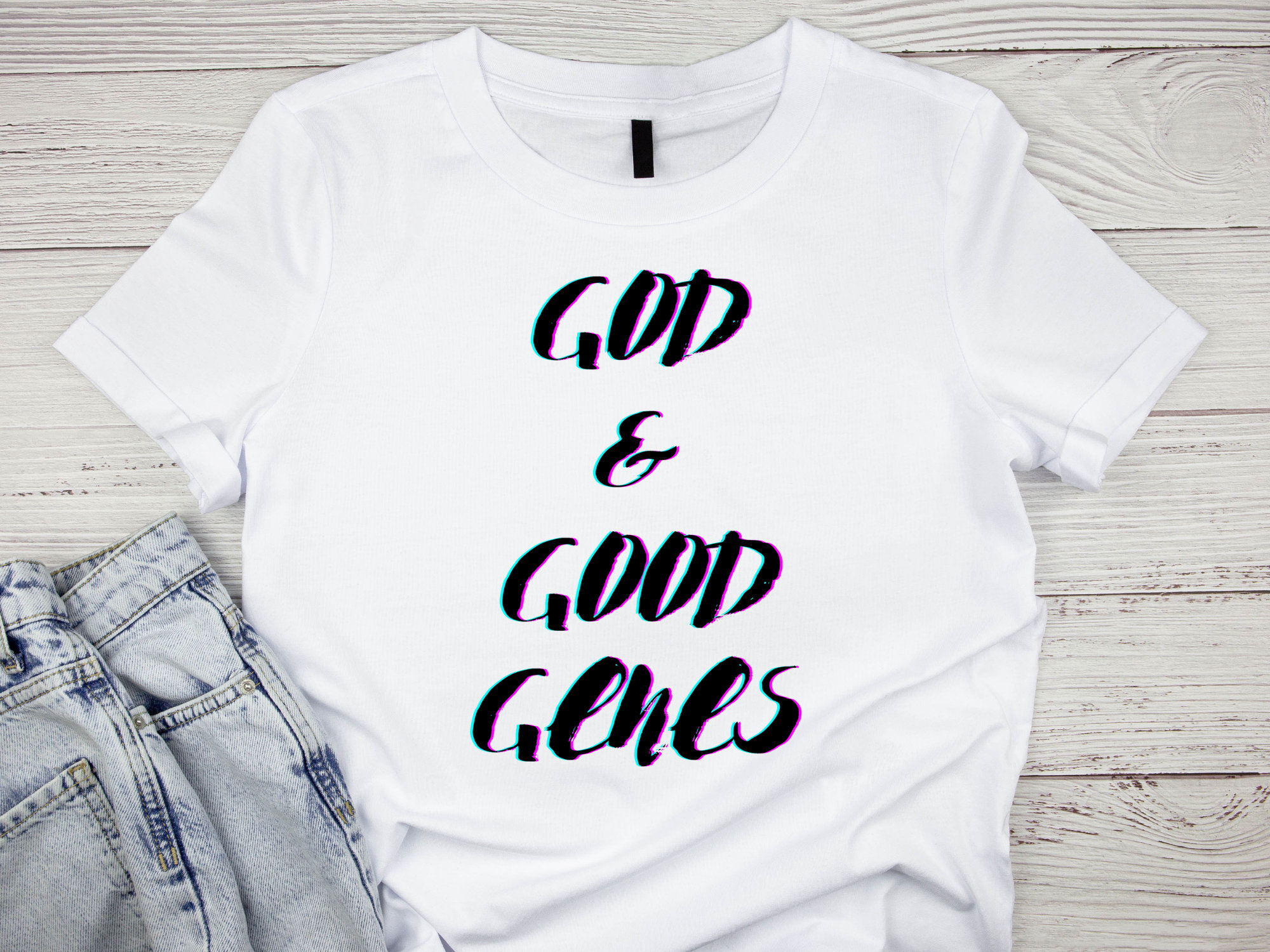 God and Good Genes T-shirt Design || Print on Demand Shirt Templates ...