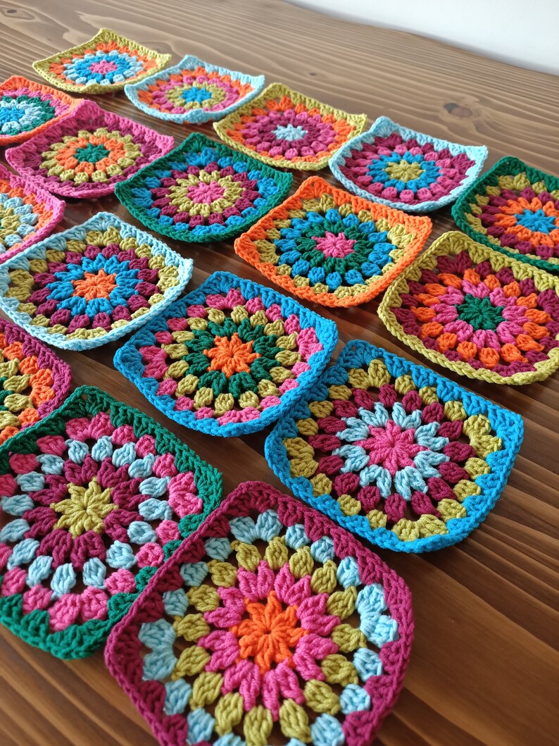 20 Multicolored Granny Square Kit Crocheted Granny Squares - Etsy