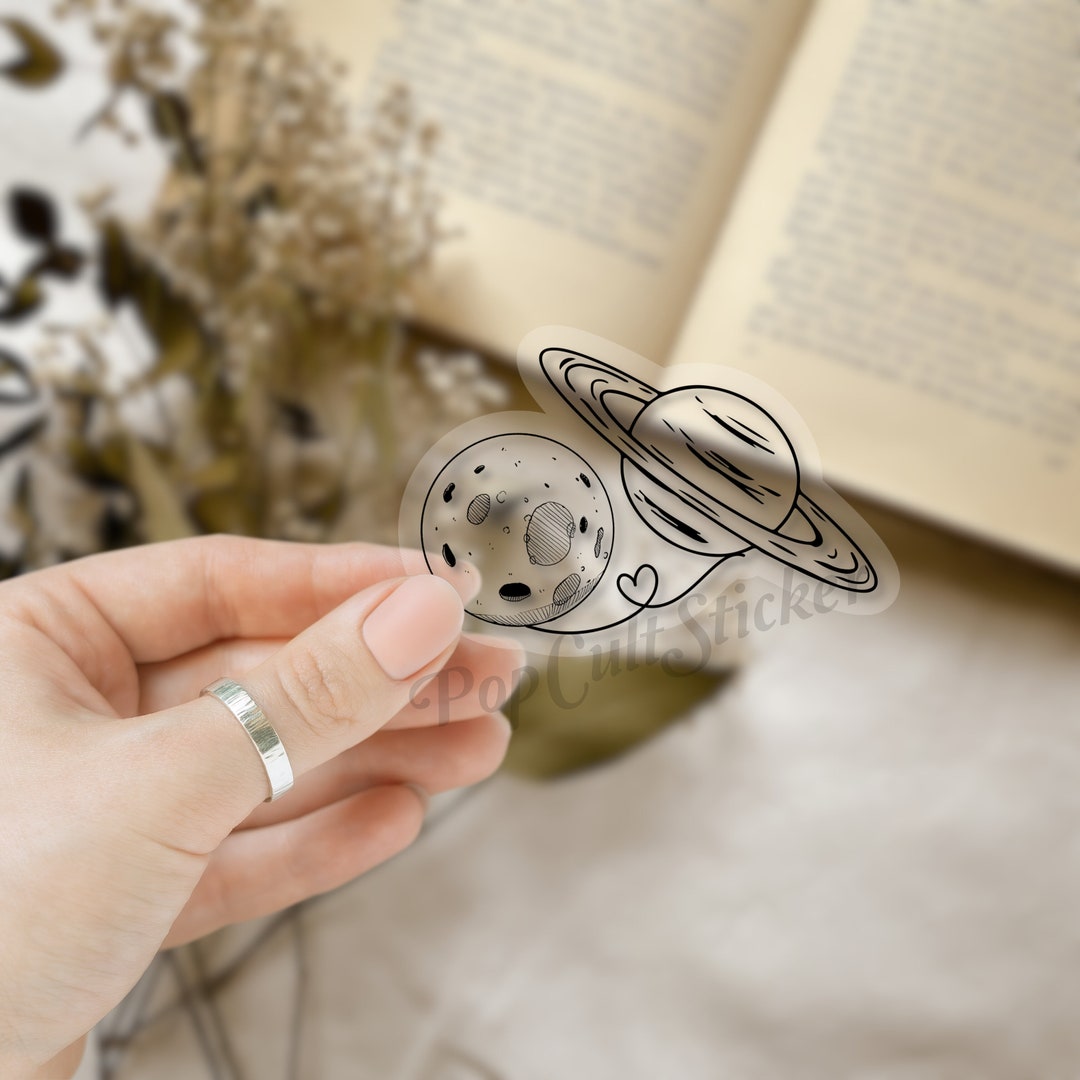 Moon and Saturn Sticker | Love Simple and Aesthetic | Folk Lore| Clear ...