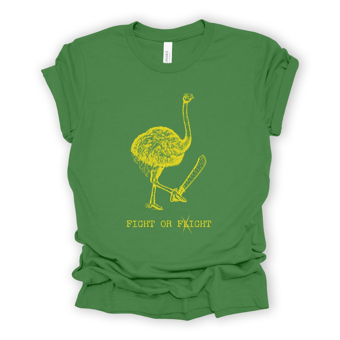 Ostrich With Machete T-shirt, Fight or Flight, Avian Warrior, Cool Bird ...