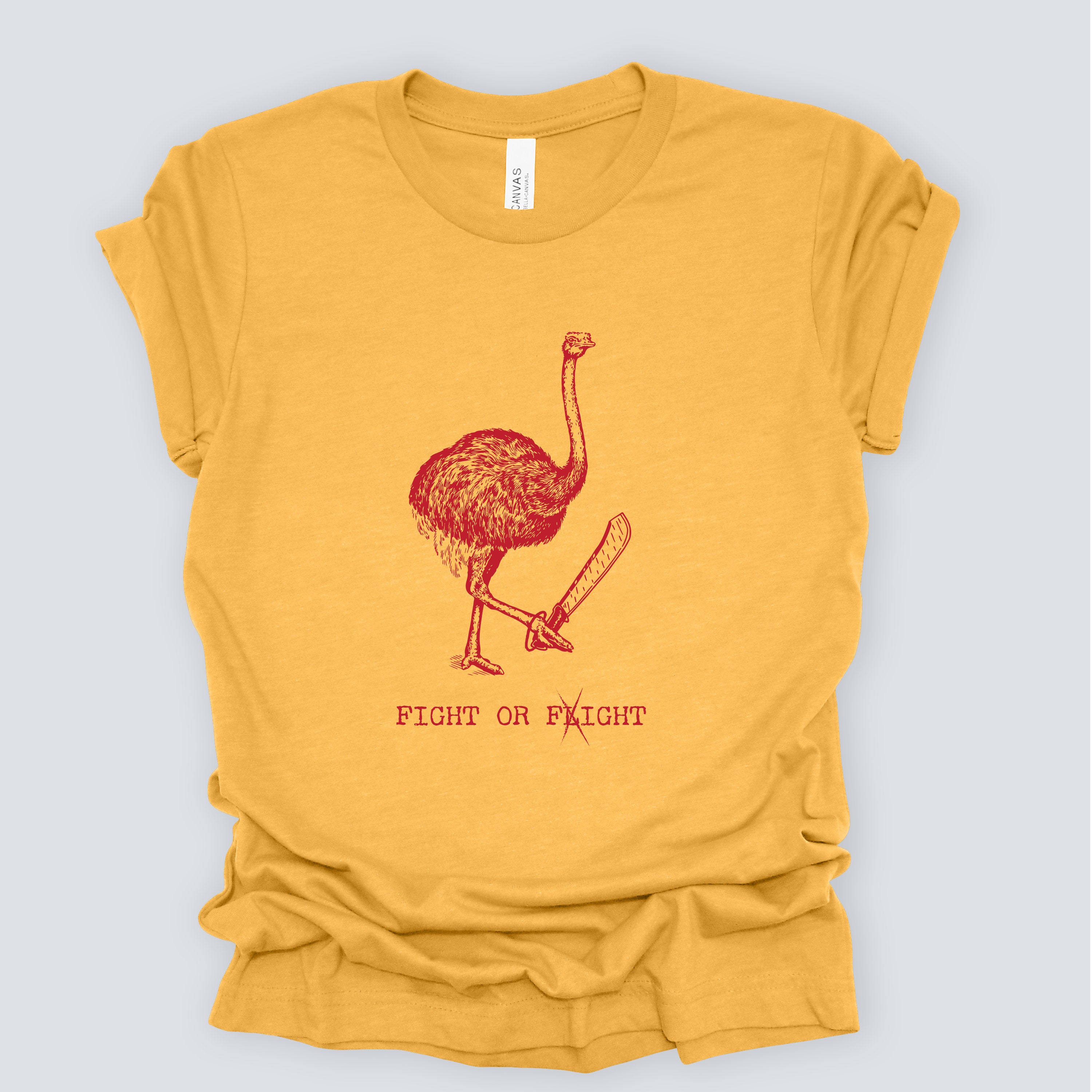Ostrich With Machete T-shirt, Fight or Flight, Avian Warrior, Cool Bird ...