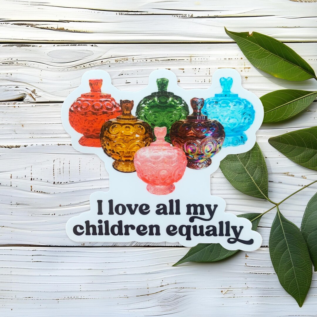 Vintage Moon & Star Candy Dish Sticker, I Love All My Children Equally ...