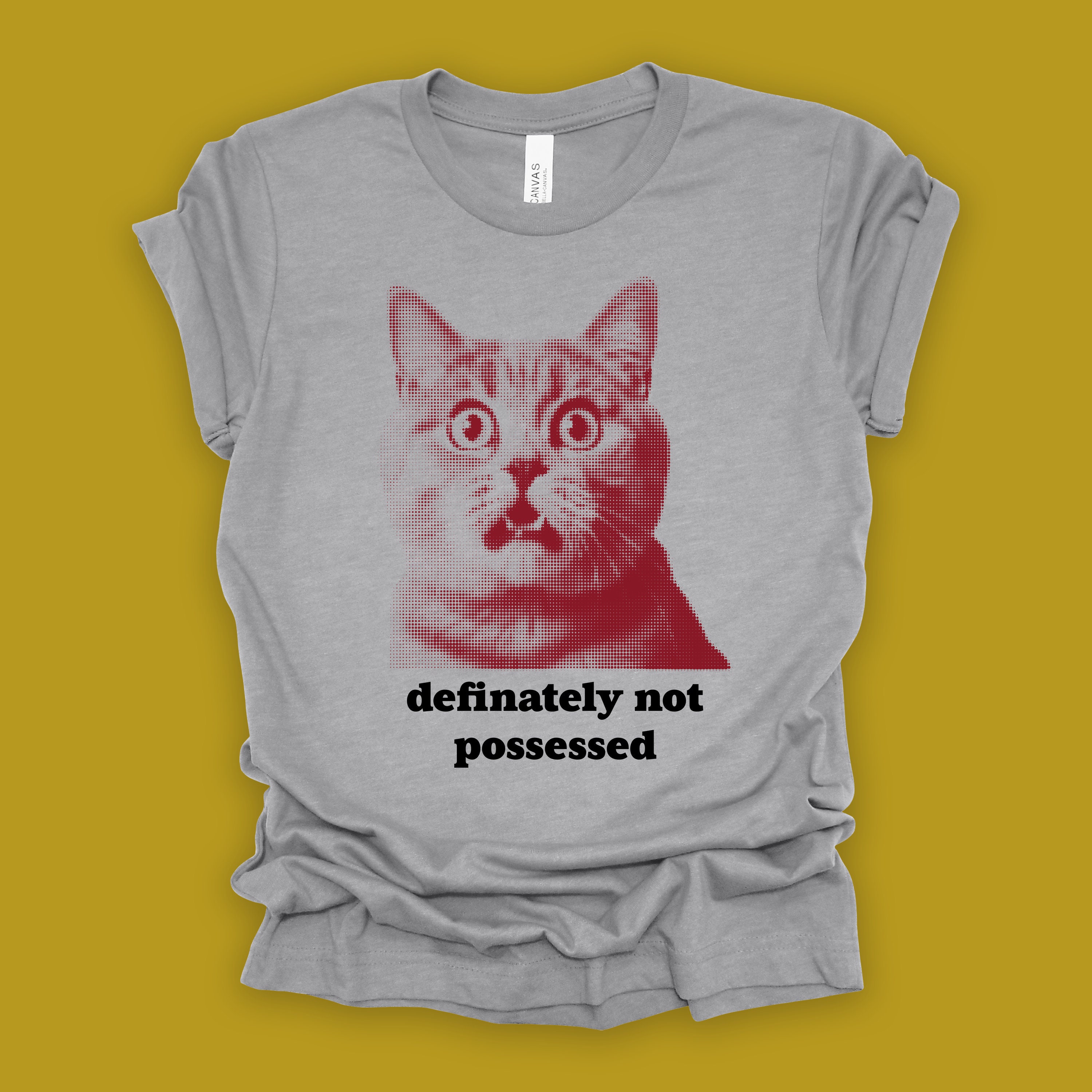 Scary Cat Face T-shirt Definitely Not Possessed, Unusual Cat Shirt ...