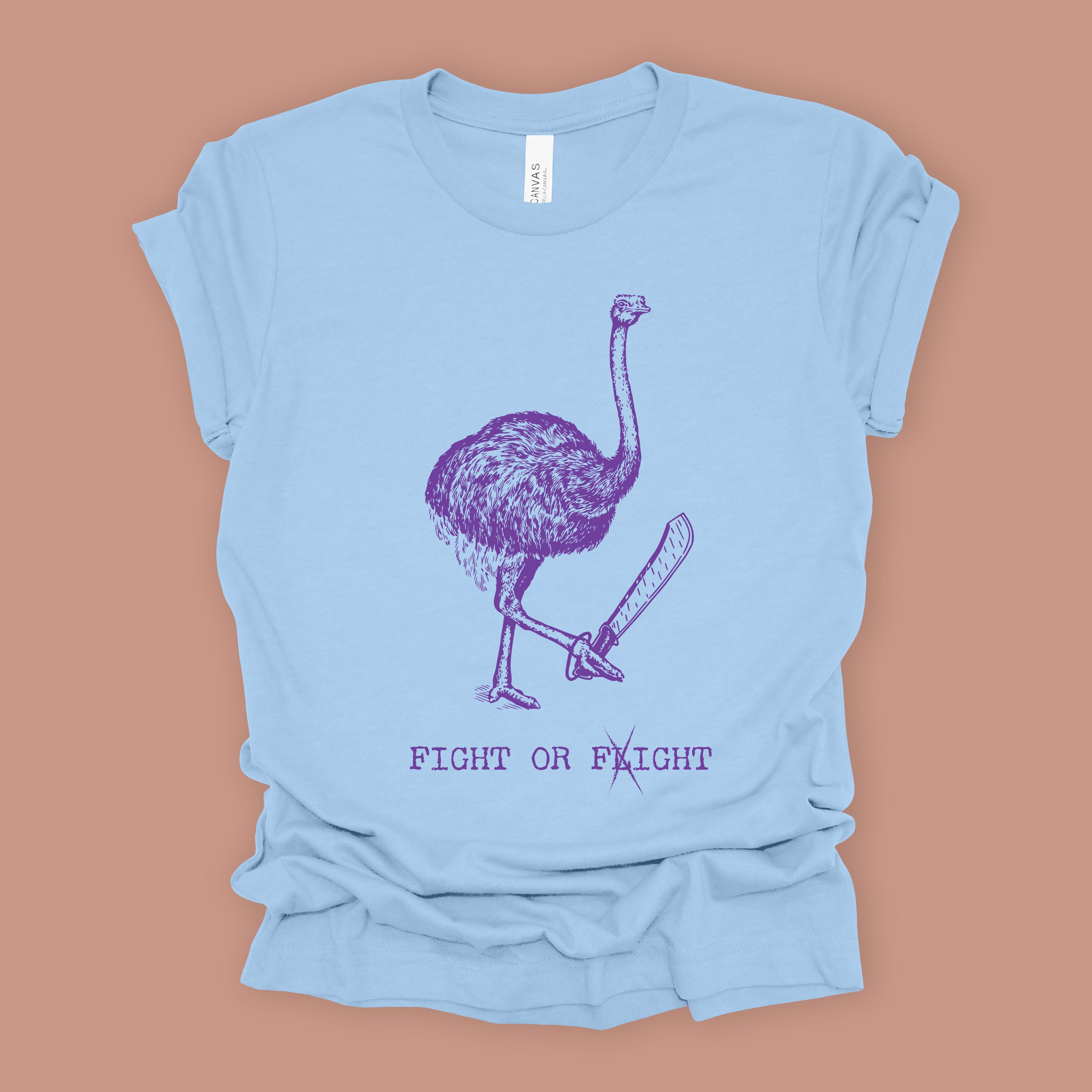 Ostrich With Machete T-shirt, Fight or Flight, Avian Warrior, Cool Bird ...