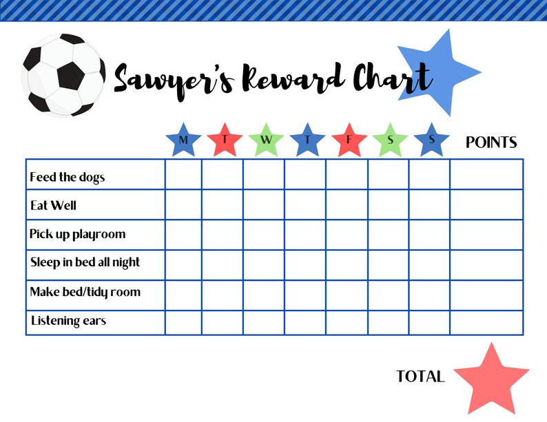 Editable Soccer Reward Chart for Kids - Etsy