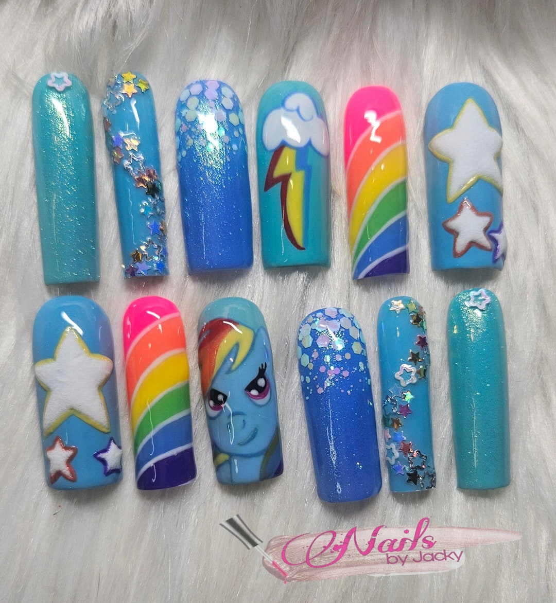 Rainbowdash Press on Nails Set - Etsy
