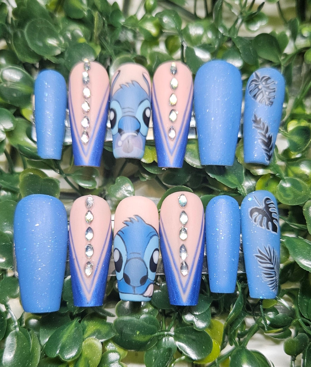 Stitch Press on Nails Set Matte Large Fake Reusable Tips - Etsy