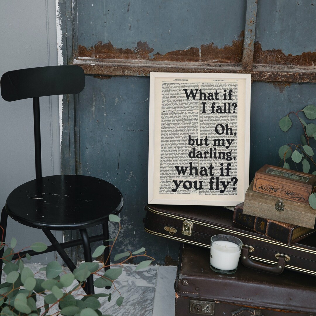 What If You Fly Poster, Quote Wall Art, Motivational Phrase Print, Book ...