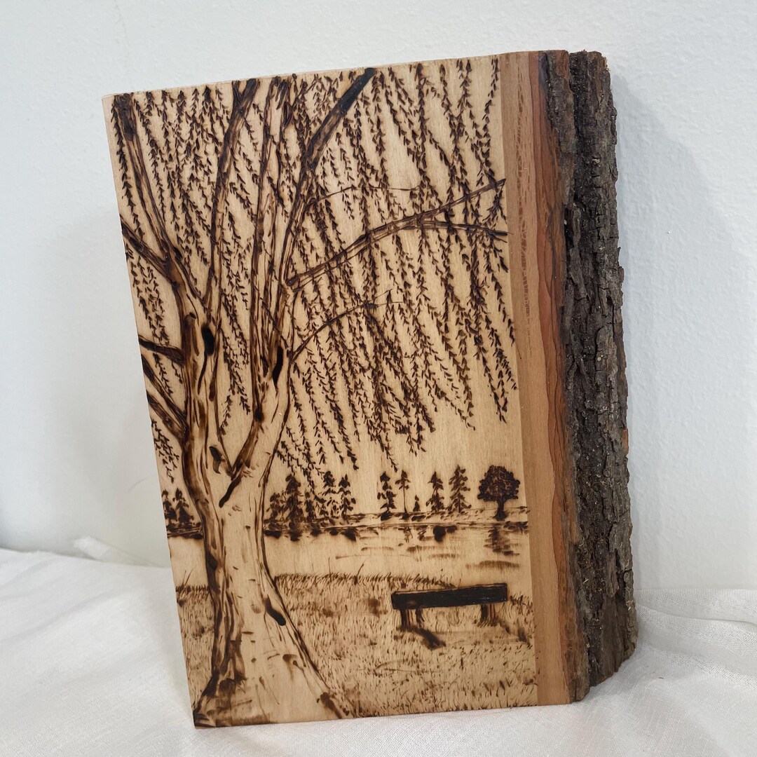 Pyrography Willow Tree Wood Art - Etsy