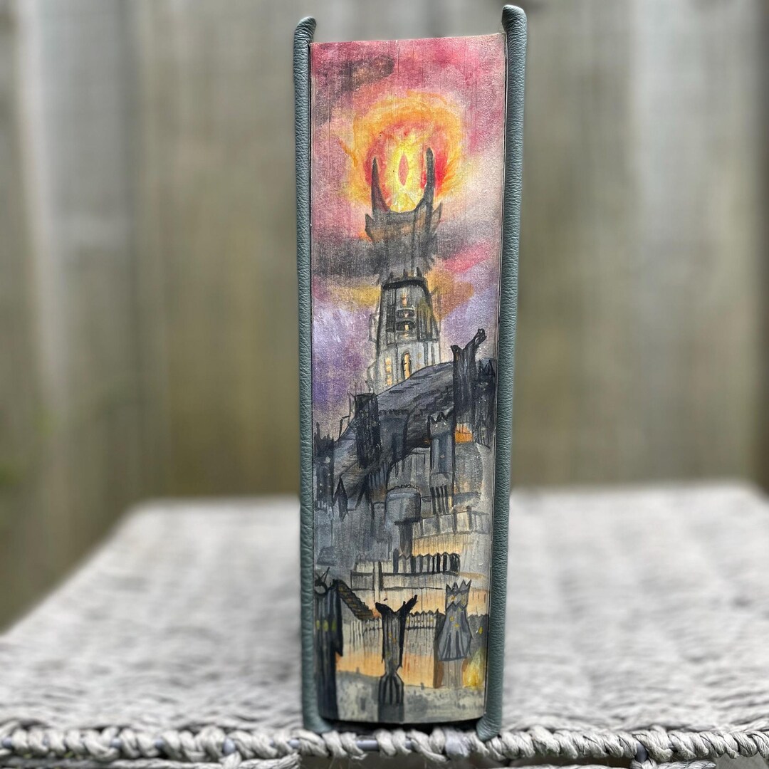Leather Bound Lord of the Rings Book Hand Painted Watercolor Sauron's ...