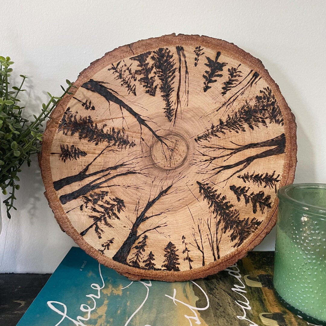 Pyrography Forest at Night Wood Art - Etsy
