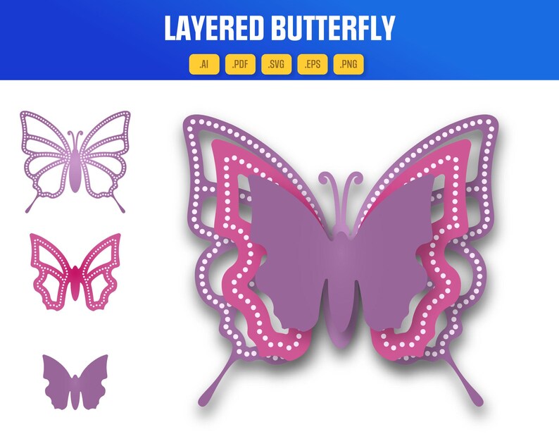 Butterfly SVG Cut Files, 3D Layered Butterfly, Template for Cricut, SVG ...