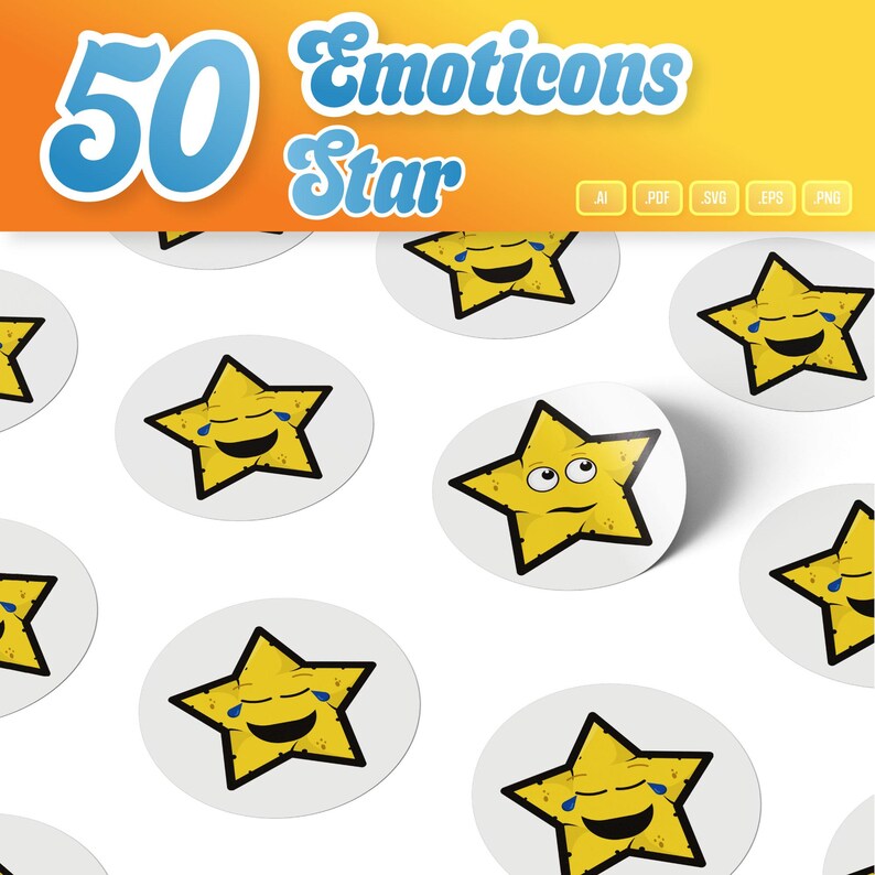 Star Emoji Faces Clipart Bundle | Printable Digital Emojis for Birthday ...