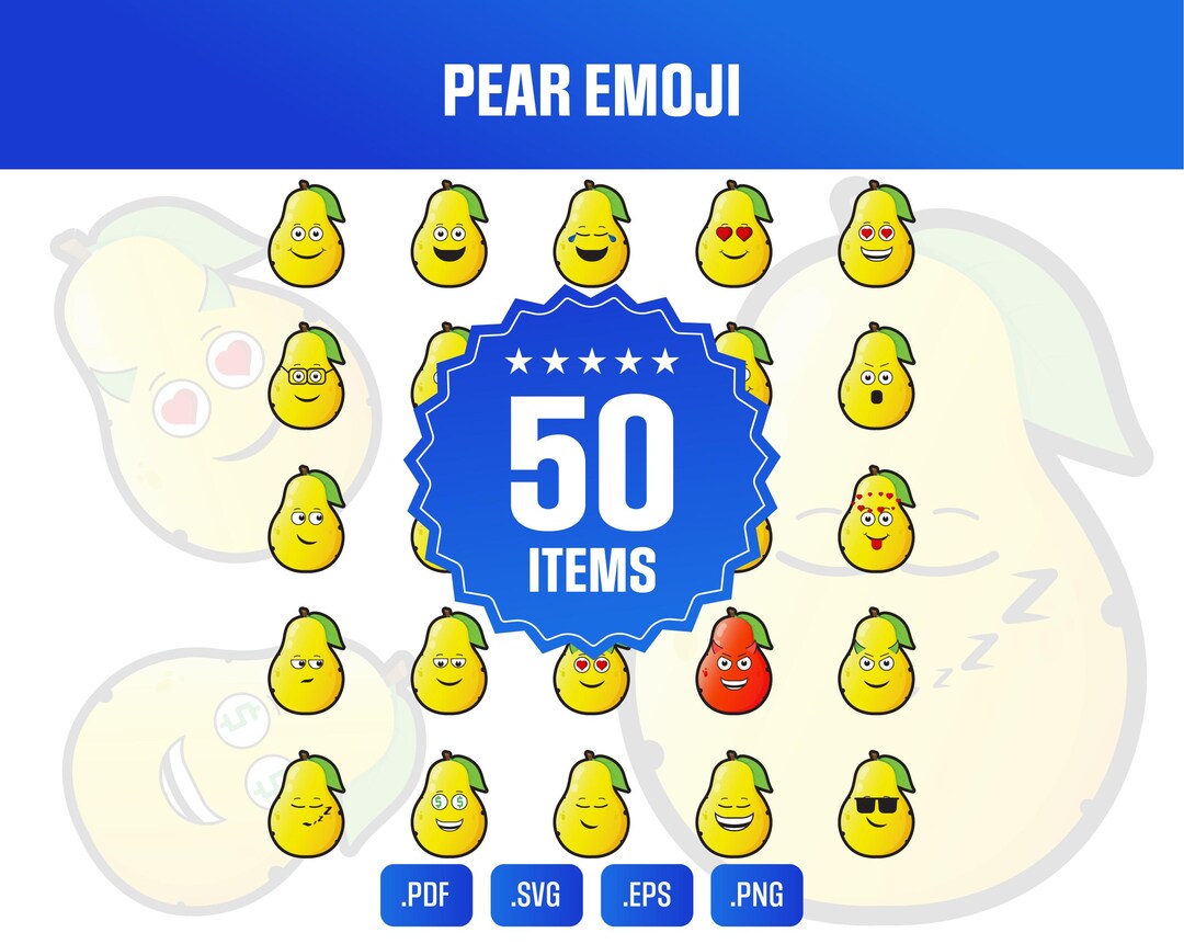 Pear Emoji Clipart Bundle | Printable Digital Emoticons, Editable ...