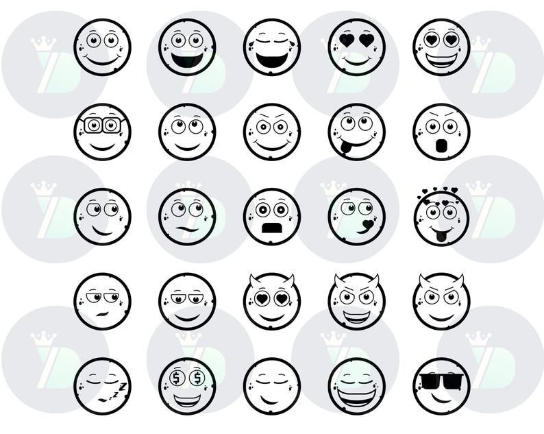 Black Emoji Faces Clipart Bundle: Digital Graphics for Canva (instant ...
