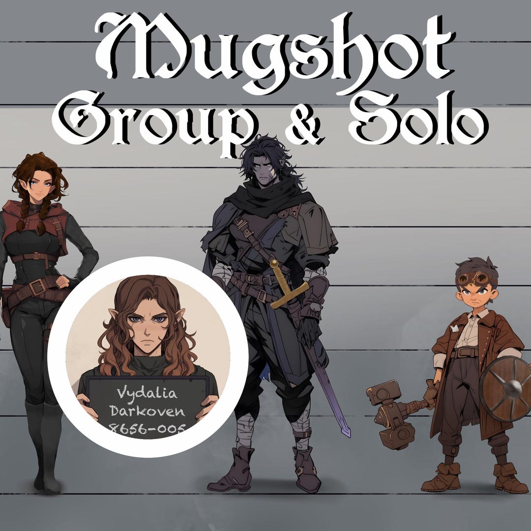 Dnd Mugshot Portraits (group & Solo): Custom Fantasy Character Art ...