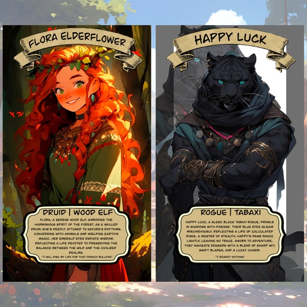 Character Card - Etsy
