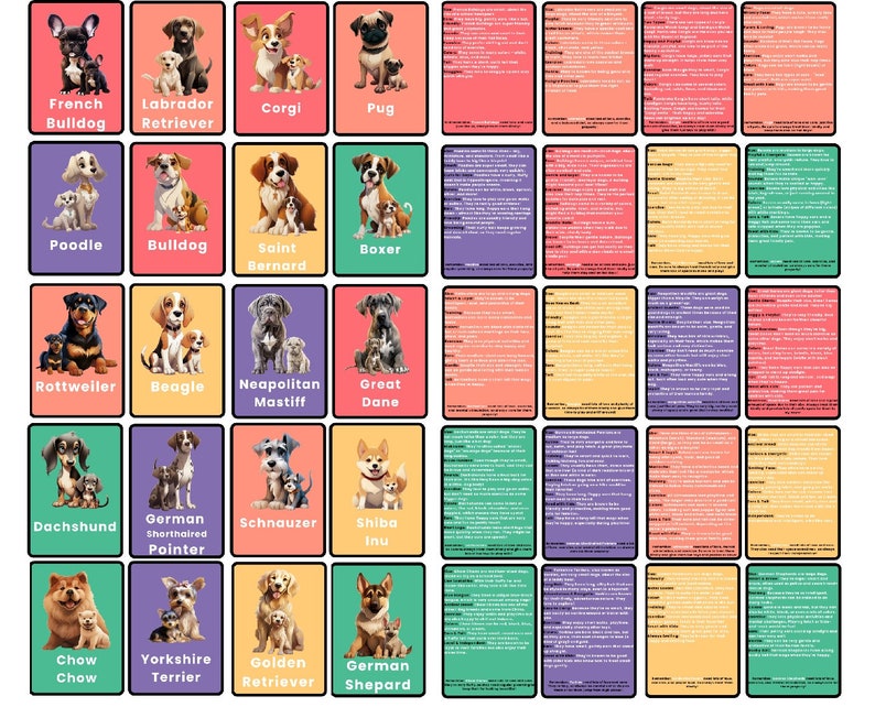 Printable PDF, Flash Cards, to Teach Kids to Learn 20 Different Dog ...