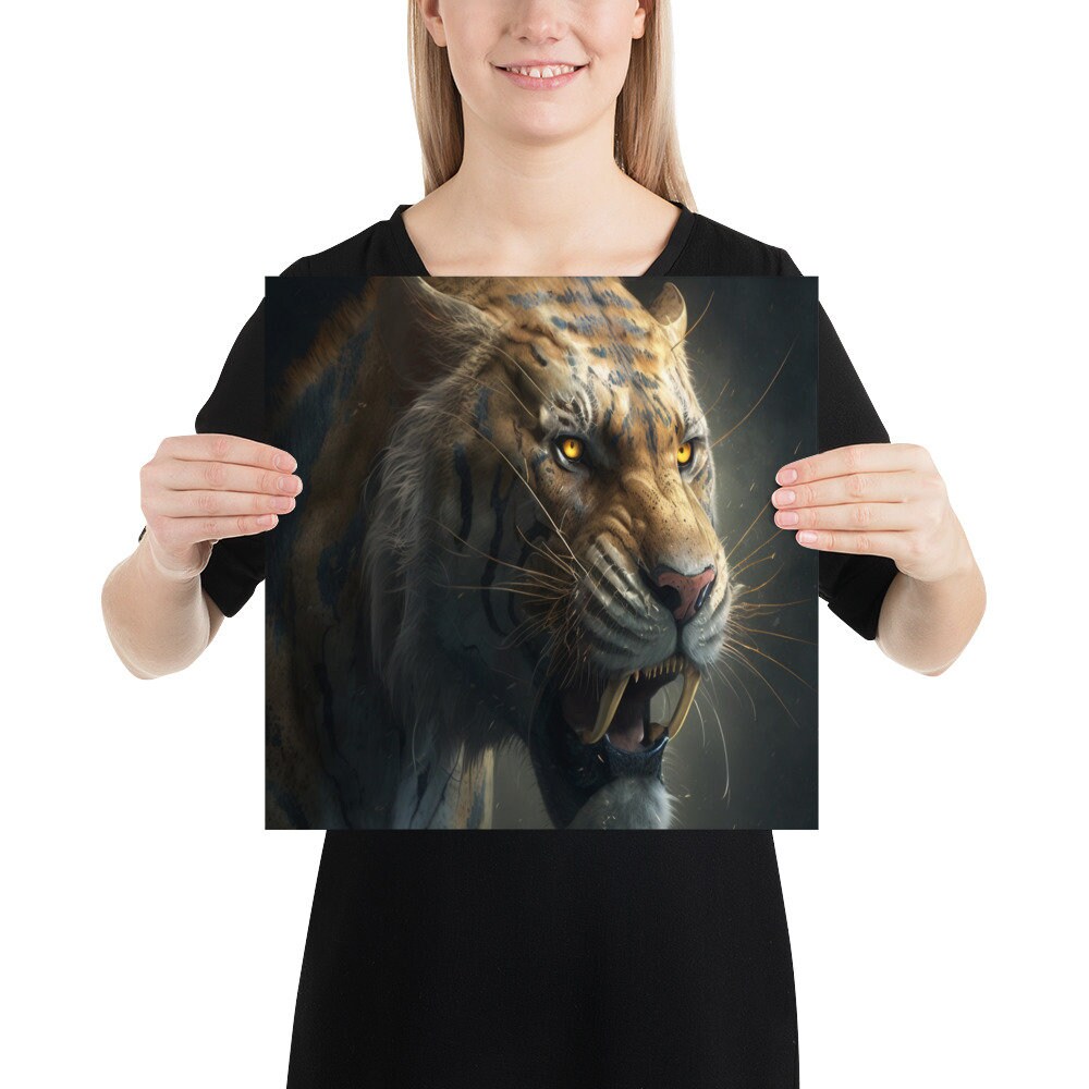 Growling-angry-sabertooth Tiger-extinct-kids Room-wall - Etsy